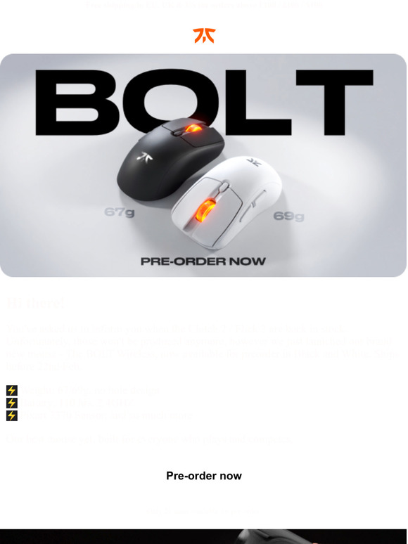 Fnatic: The perfect gaming mouse - BOLT Wireless | Milled