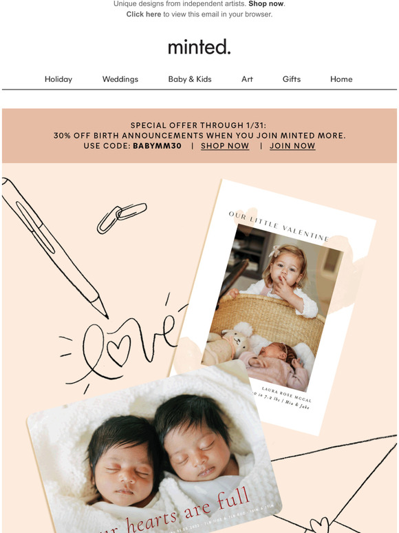 Minted: Save 30% on unique birth announcements when you become a Minted ...