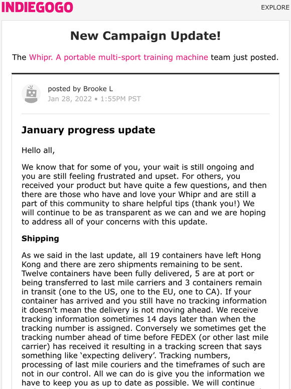 Indiegogo: Update #28 from Whipr. A portable multi-sport training ...