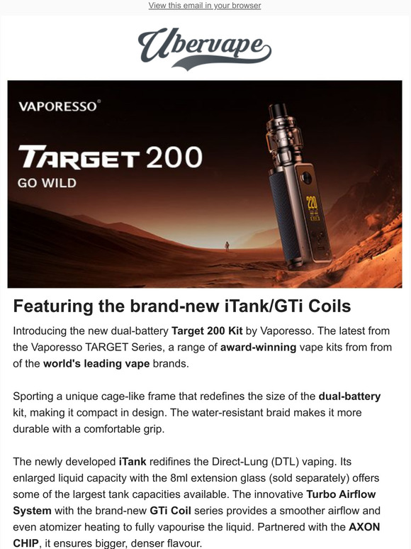 Ubervape: Vaporesso Target 200 kit with new iTank/GTi Coils | Milled