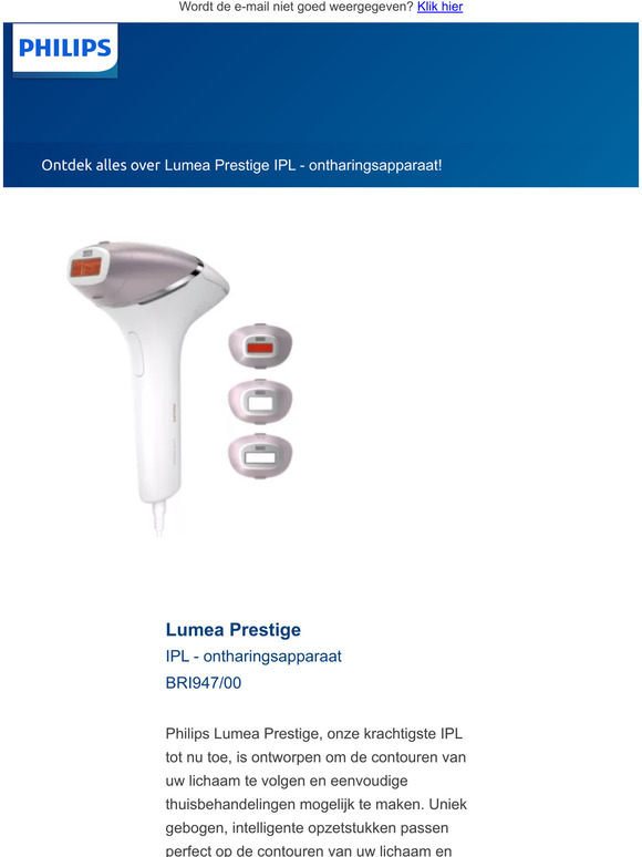Philips: Ontdek alles over Lumea Prestige IPL - ontharingsapparaat | Milled