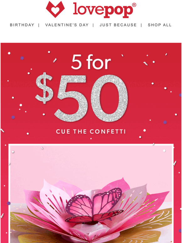 Lovepop: 5 for $50: Get ready, get set, save! | Milled