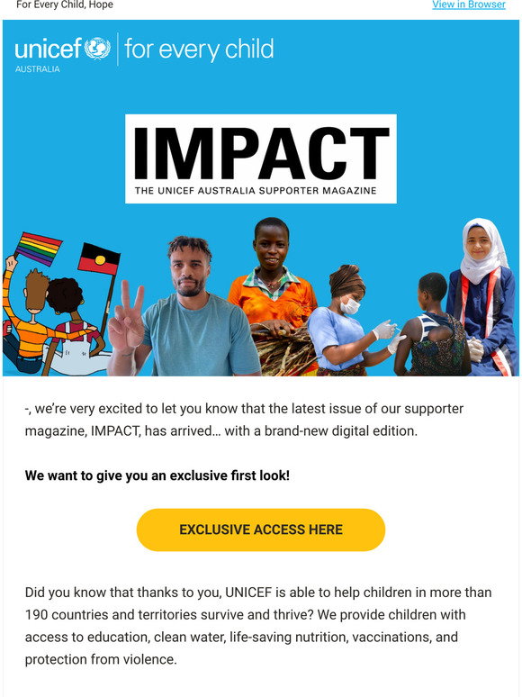 UNICEF: -your exclusive access to the NEW digital IMPACT Magazine! | Milled