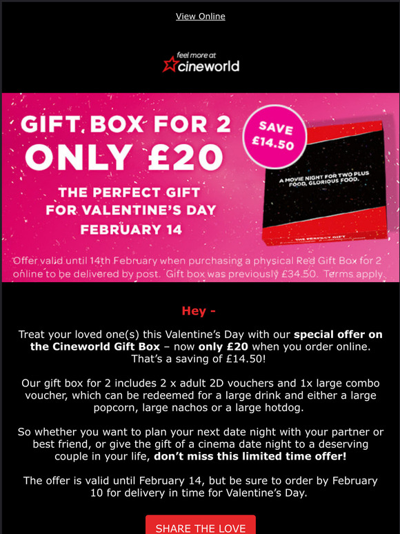 Cineworld: Dont miss our special Gift Box offer this Valentines Day ...