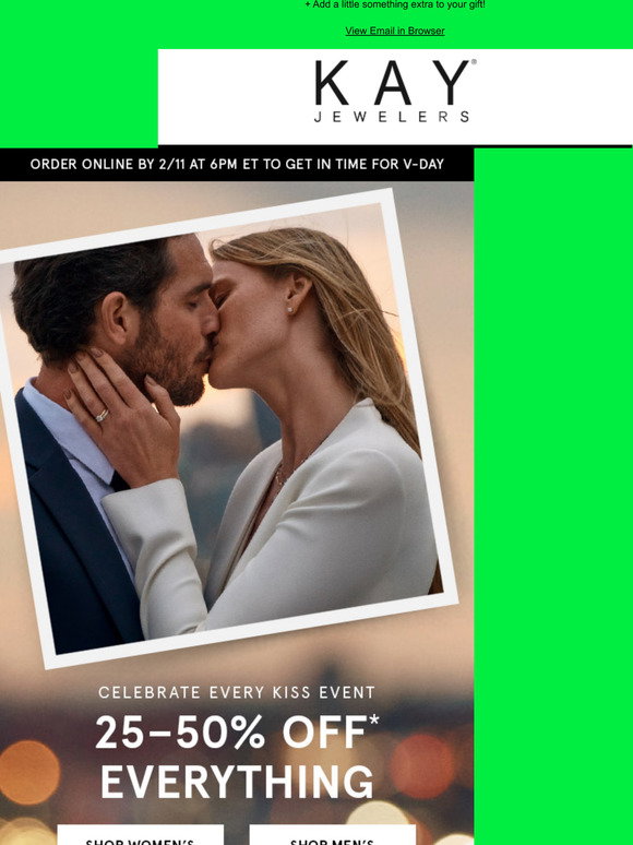 Kay Jewelers: Celebrate Every Kiss Event: 25-50% off all gifts! | Milled