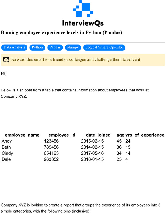 Interview Qs: Binning employee experience levels in Python (Pandas ...