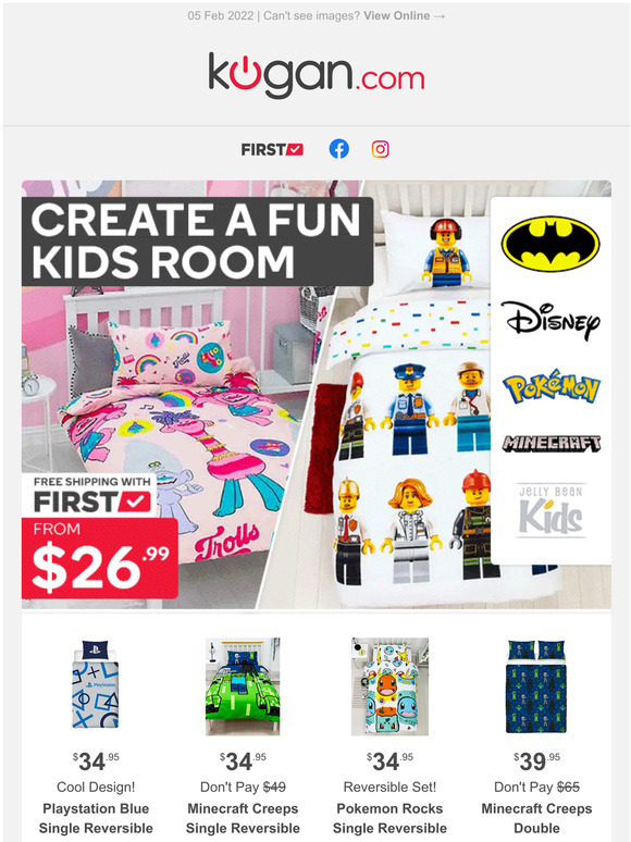 Kogan: Kids Bedding Made Fun | Disney, Minecraft & Pokmon! | Milled