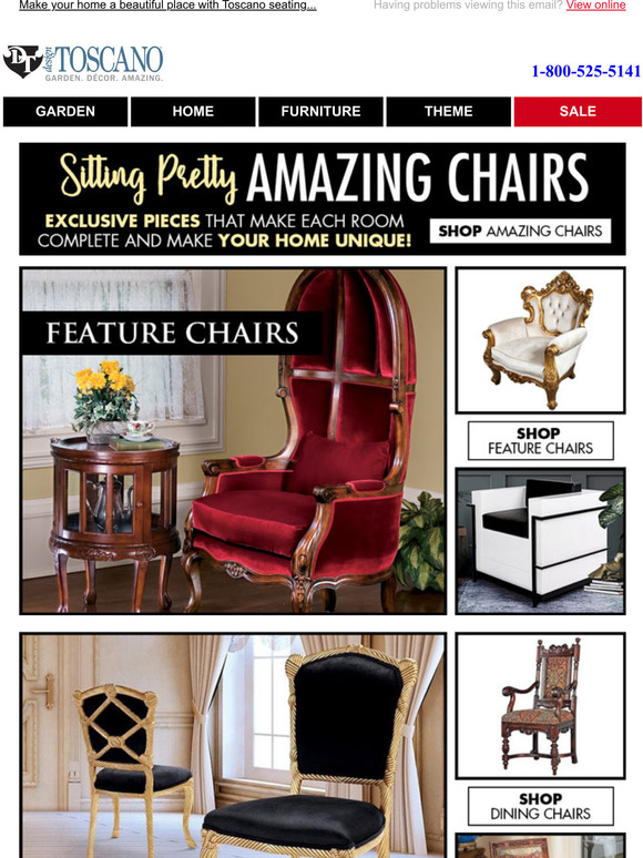 Design Toscano: Score the best seat in the house! SHOP Feature Chairs ...