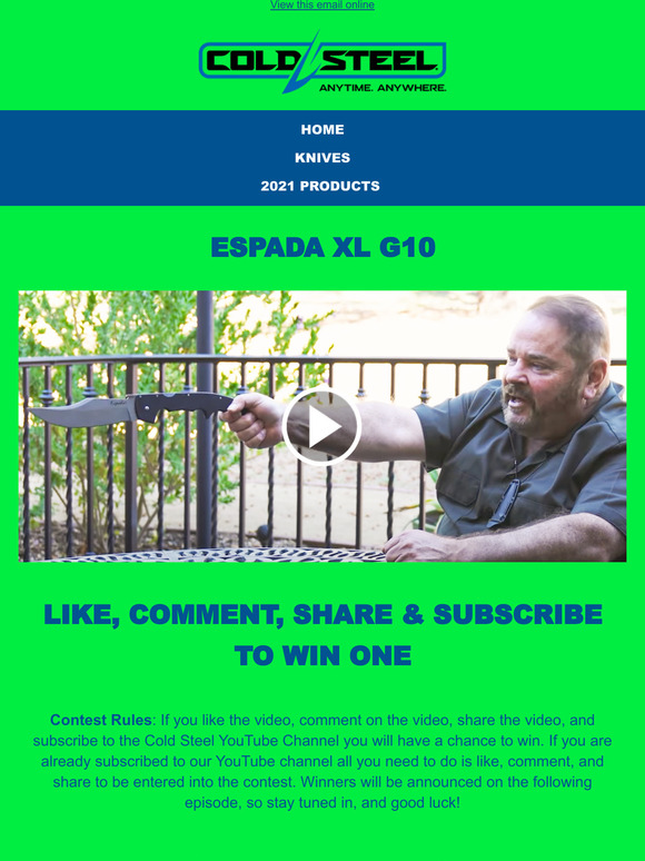 Cold Steel: COLD STEEL'S DEADLIEST WEAPON; ESPADA XL G10 | Milled