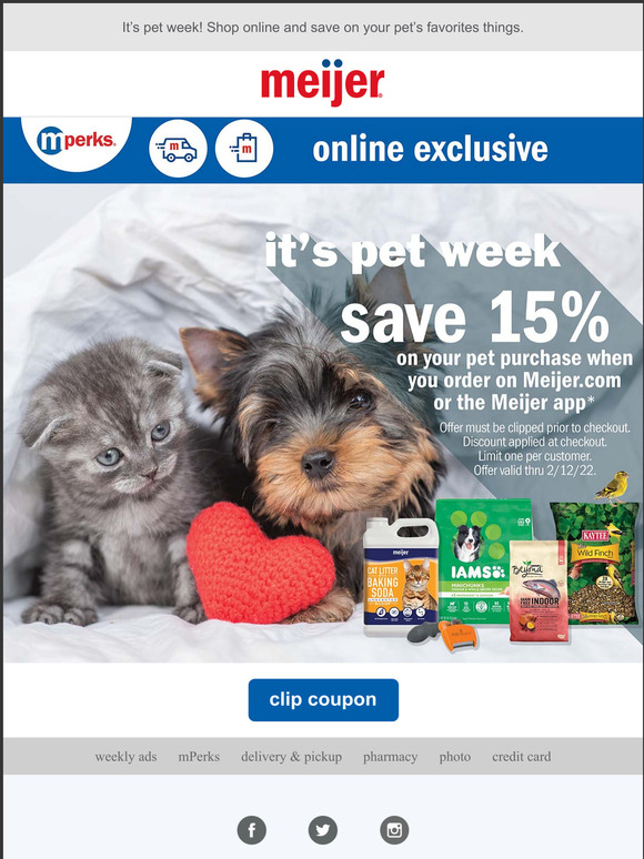 Meijer: Save 15% During Pet Week | Milled