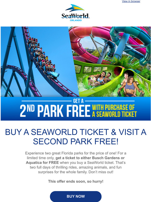 SeaWorld: Dont Miss Out: Visit a 2nd Park FREE When You Buy a SeaWorld ...