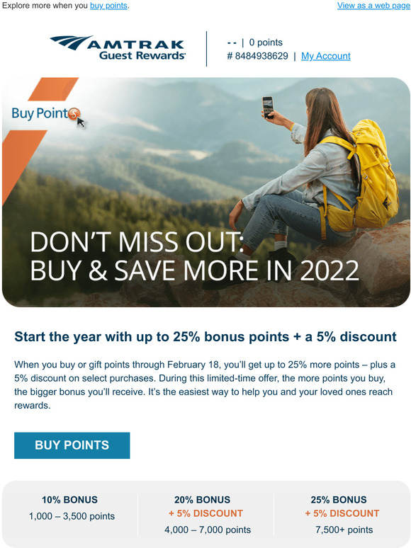 Amtrak: -dont forget about this limited-time points offer. | Milled