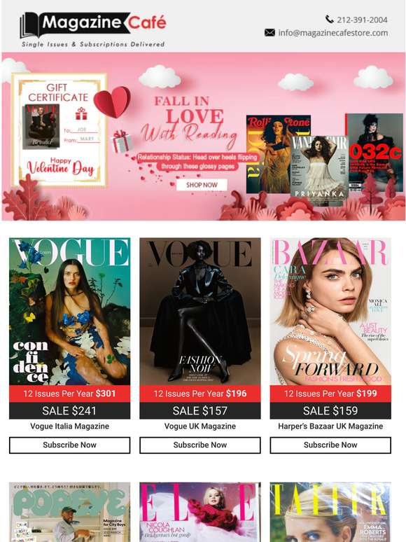 Fashion Magazine Subscription Store | Magazine Cafe Store: Valentine's ...