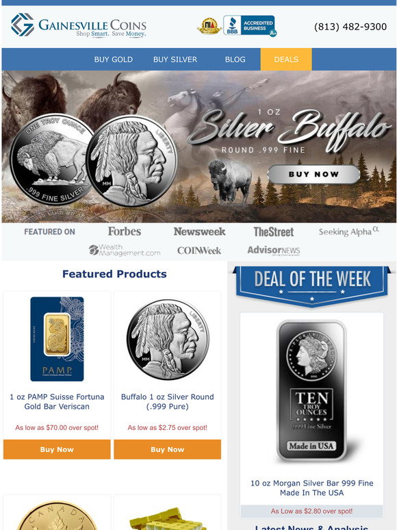 Gainesville Coins: Best Selling Gold & Silver Bullion - Shop Now! | Milled