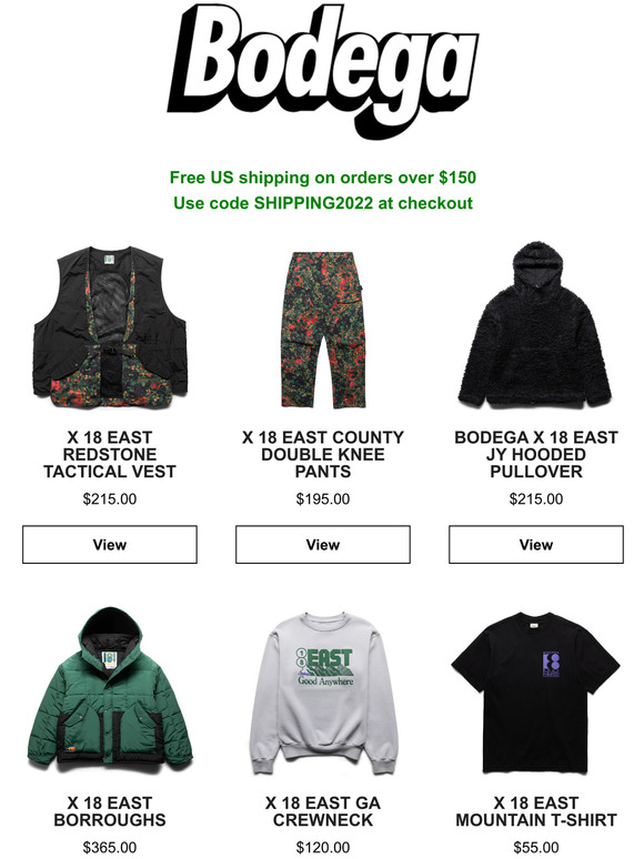 Bodega: The Bodega x 18 East collection is now available while supplies ...