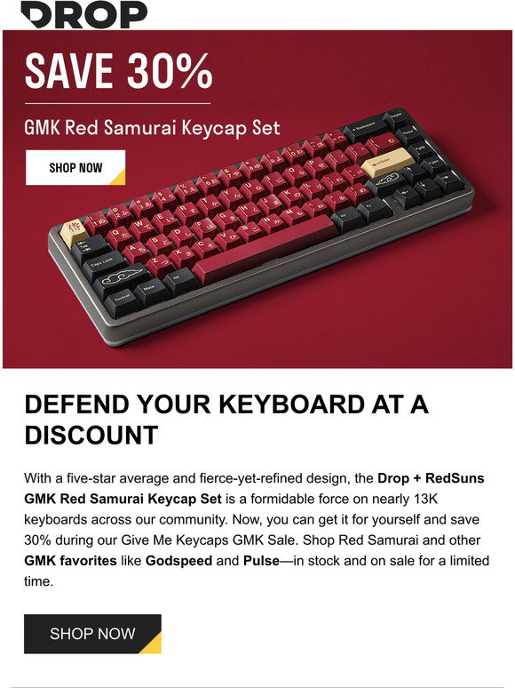 Drop: GMK Red SamuraiSlashed by 30% | Milled