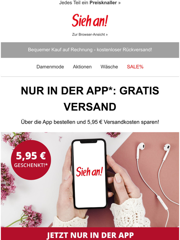 Sieh an!: Mode ab 5,- | Gratis Versand in der App schon gesichert? | Milled