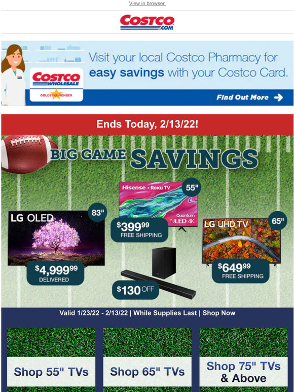 Costco: ENDS TODAY - Big Game Savings on TVs, Speakers and More! | Milled