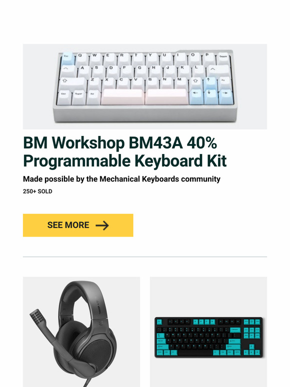 Drop: BM Workshop BM43A 40% Programmable Keyboard Kit, Drop + EPOS ...
