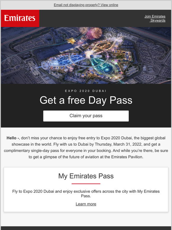 Emirates: Remember to claim your Expo 2020 Dubai pass | Milled