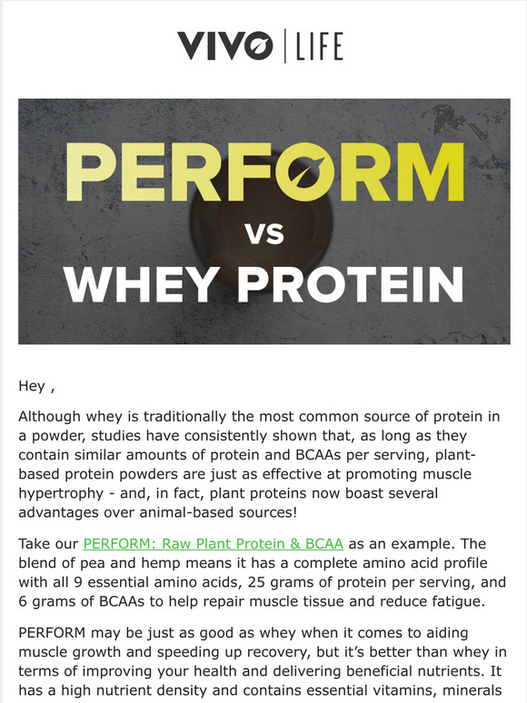Vivo Life: PERFORM vs Whey Protein | Milled