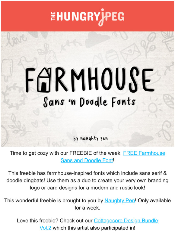 The Hungry JPEG: Freebie of The Week: Farmhouse Sans and Doodle Font ...