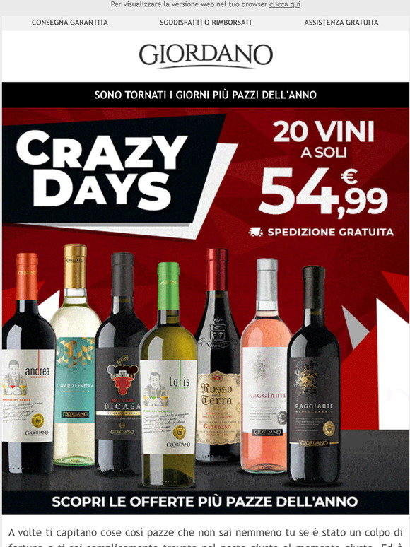 Giordano Vini: Tornano i Crazy Days 20 vini a soli 54,99 (solo per te ...