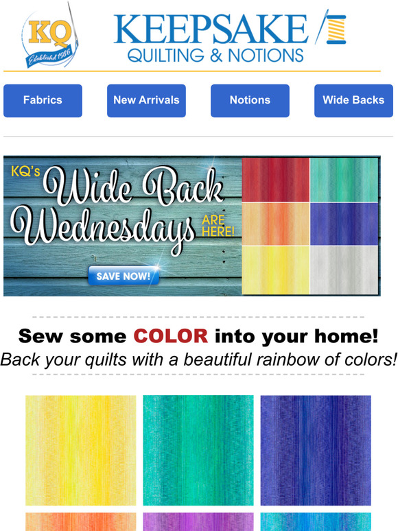 Keepsake Quilting: Wide Back Wednesday! | Milled