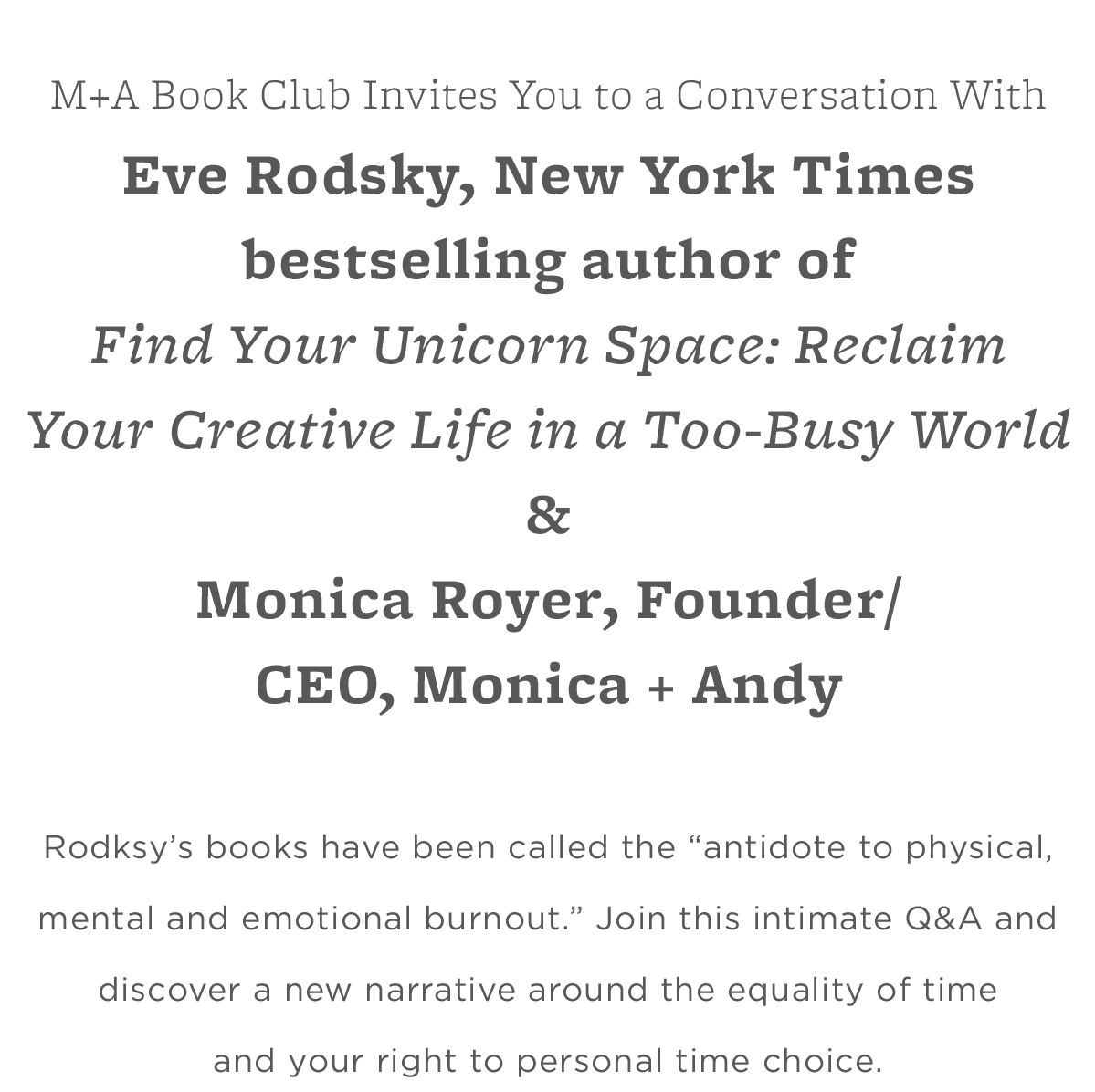 Monica + Andy: A Conversation With NYT Bestselling Author Eve Rodsky ...