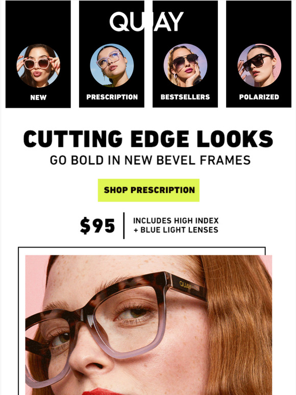 Quay Australia: GO BOLD IN NEW RX BEVEL FRAMES | Milled