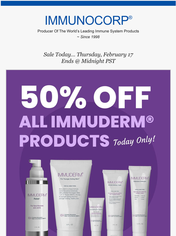 Immunocorp: Take 50% OffImmuderm Skincare | Milled