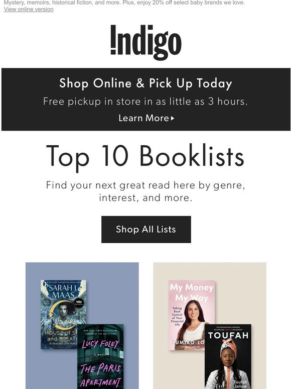 Indigo Books & Music: Our Top 10 Booklists Read, Relax, Repeat | Milled