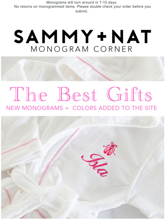 Sammy + Nat: New Monogram Ideas + Bathrobes are BACK IN STOCK! | Milled