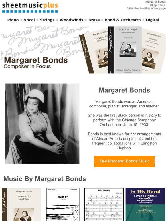SheetMusicPlus: Discover Margaret Bonds - American Piano Great | Milled