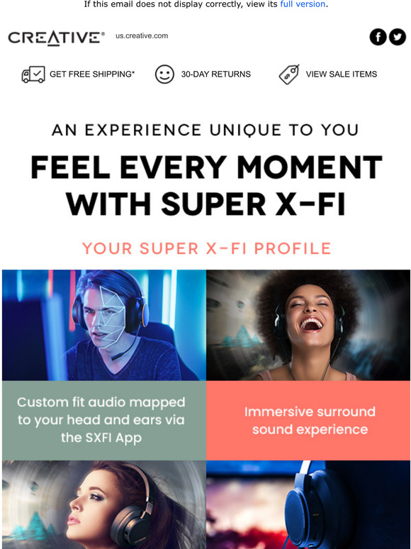 Creative: Feel every moment with Super X-Fi. | Milled