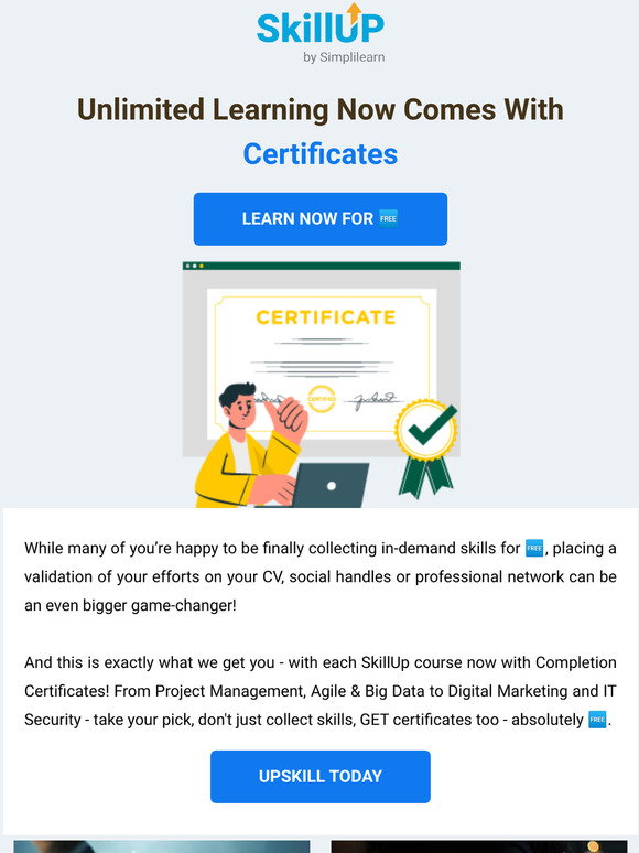 Simplilearn: Certificates At 0 Cost | Unlimited Learning | Milled