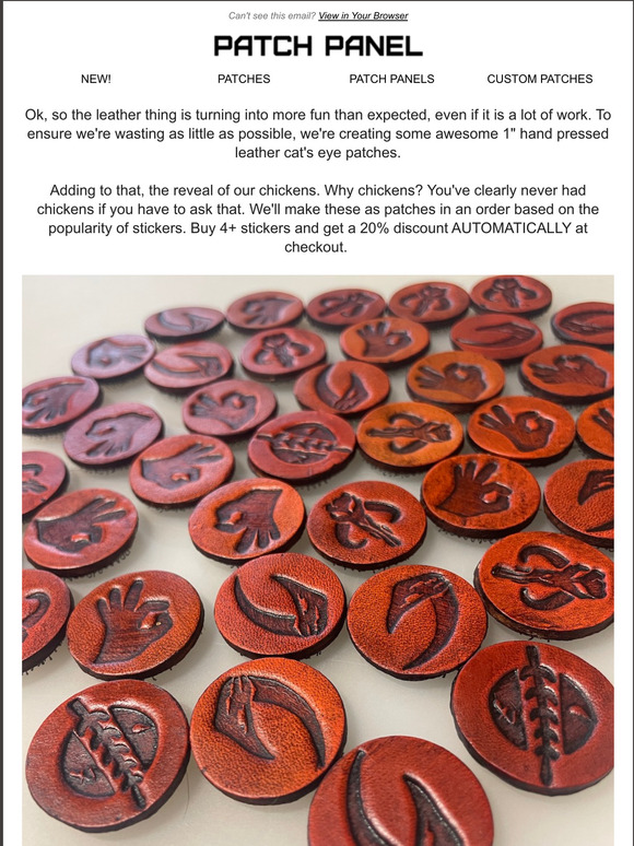 Patch Panel: DROP ALERT: Leather Cat's eyes, and some whacky chickens ...
