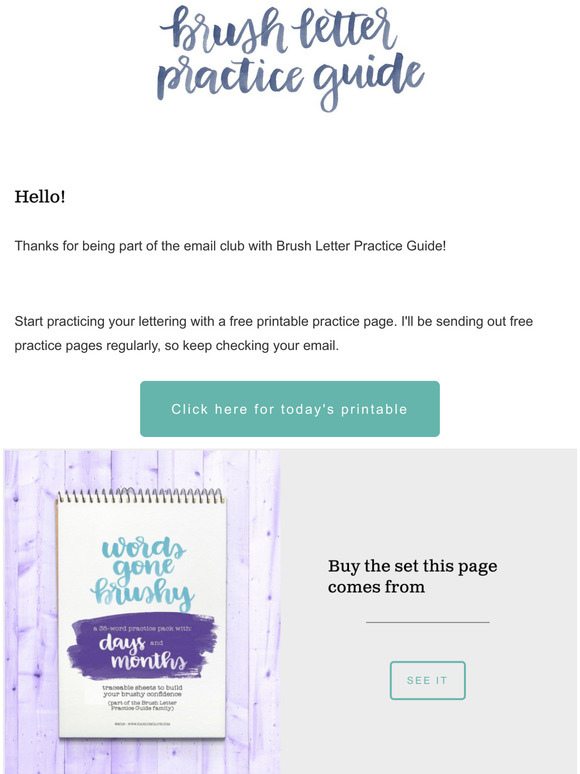 Brush Letter Practice Guide: Free Printable Brush Lettering Worksheet ...