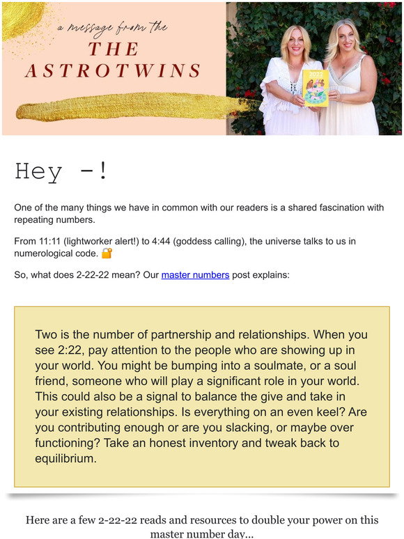 The AstroTwins The Meaning Of 2 22 22 Milled