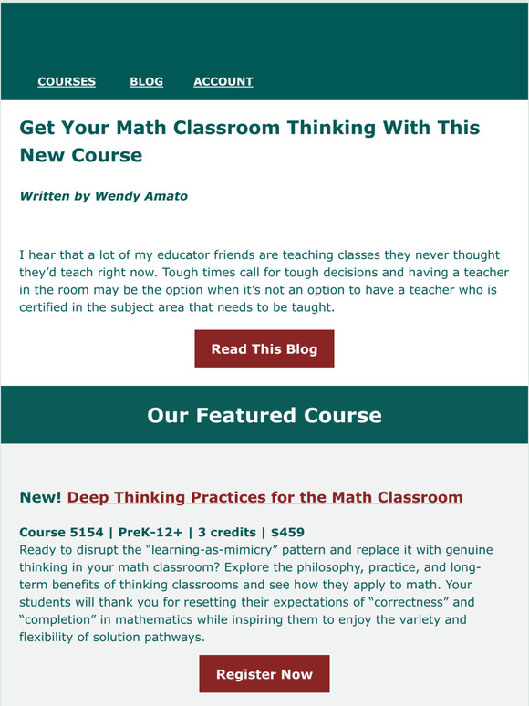 Learners Edge: New Course: Deep Thinking Practices for the Math ...