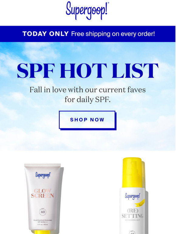 Supergoop: Final hours! FREE shipping on all SPF | Milled