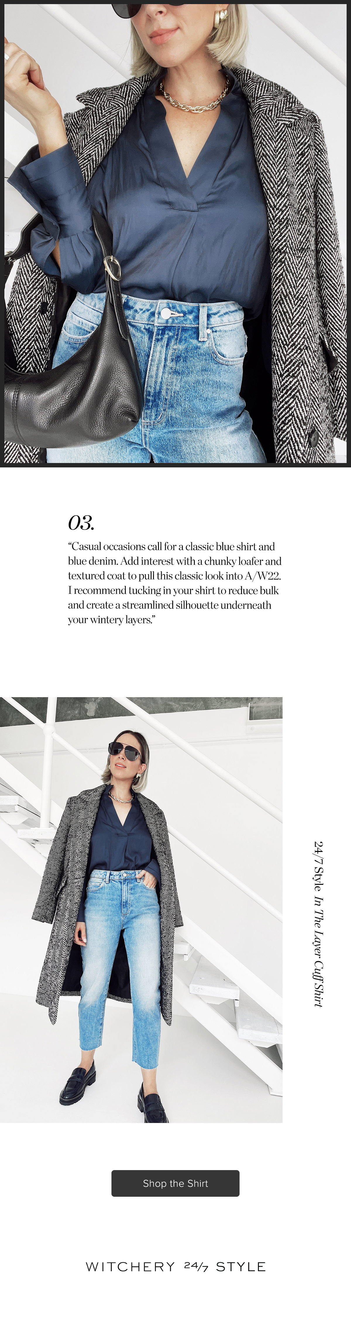Witchery: 24/7 STYLE IN THE LAYER CUFF SHIRT | WITH ANNABEL FALCO | Milled