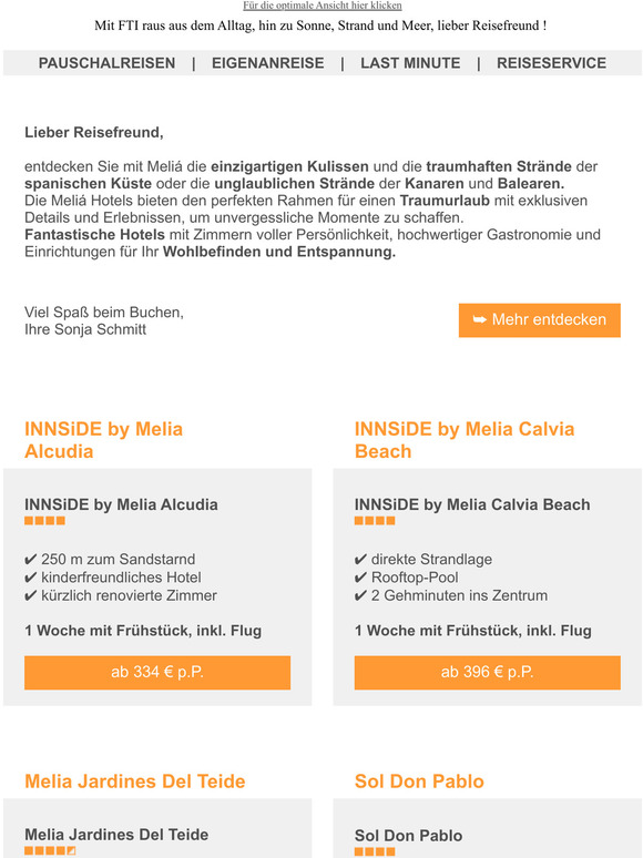 FTI: Raus aus dem Alltag, hin zu Sonne, Strand und Meer, lieber Reisefreund ! | Milled