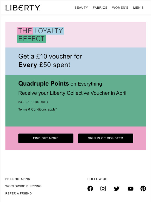 Liberty London: Receive a 10 voucher for every 50 spent | Milled