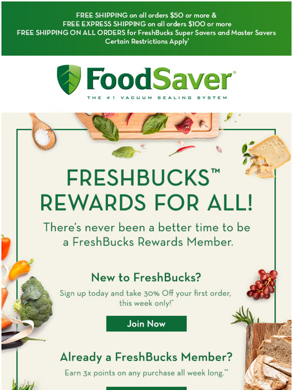 Foodsaver: FreshBucks Members! 3X Points Allll Week Long | Milled