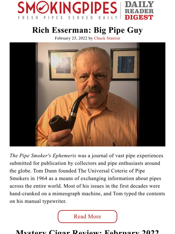 Smokingpipes.com: Rich Esserman: Big Pipe Guy | Daily Reader Digest ...