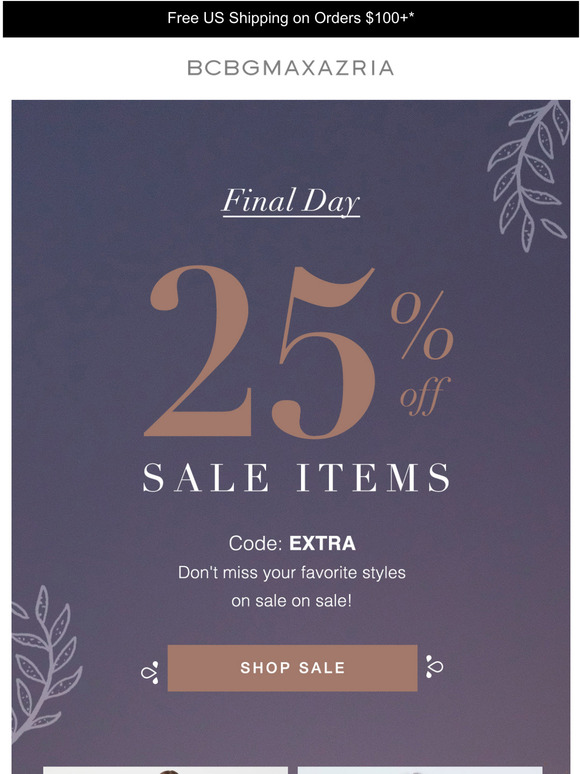 BCBG: Extra 25% of ends today! | Milled
