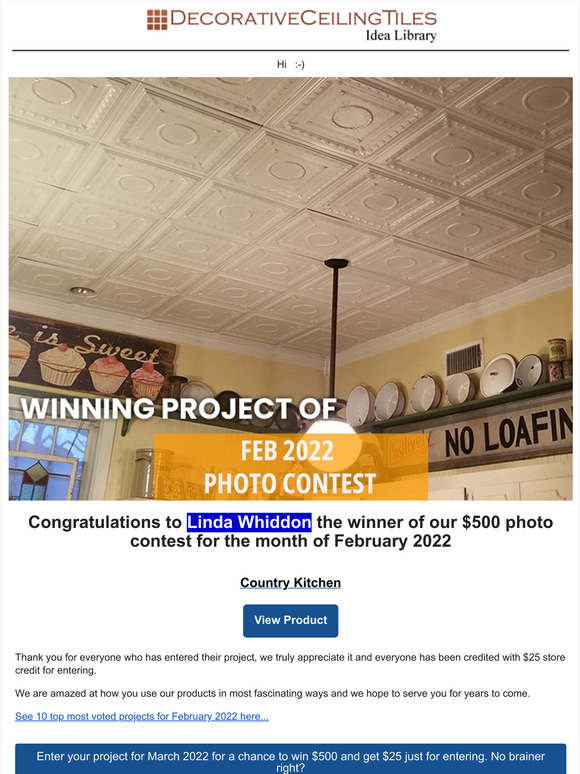 Decorative Ceiling Tiles: Winner Announced for February 2022 Photo ...