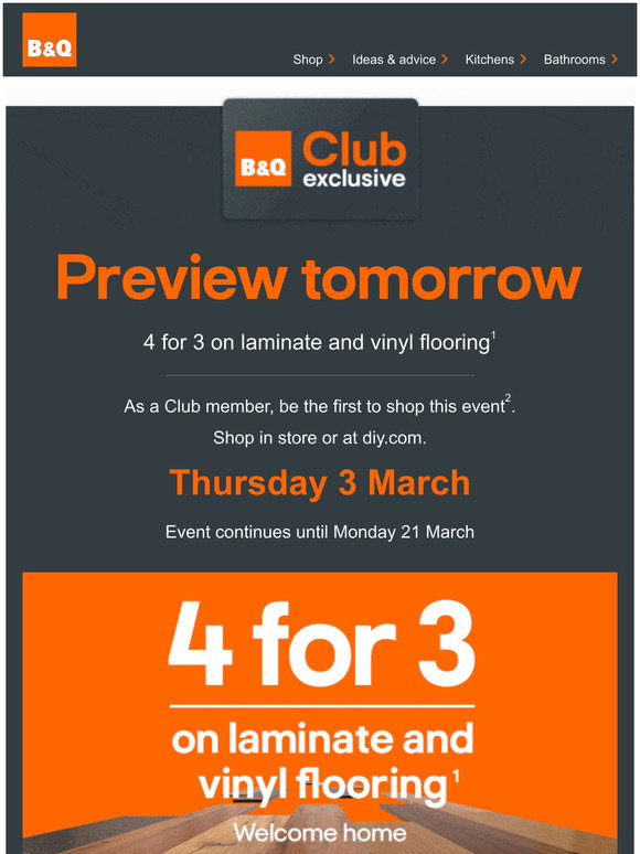 B&Q: Club exclusive early access tomorrow | 4 for 3 on laminate and ...