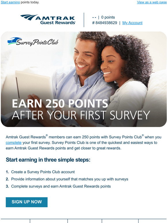 Amtrak: -earn 250 points by sharing your opinion. | Milled